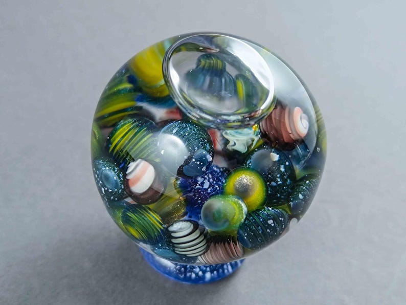 Handblown Glycerin-filled Glass Marble With Tiny Floating Marbles ...