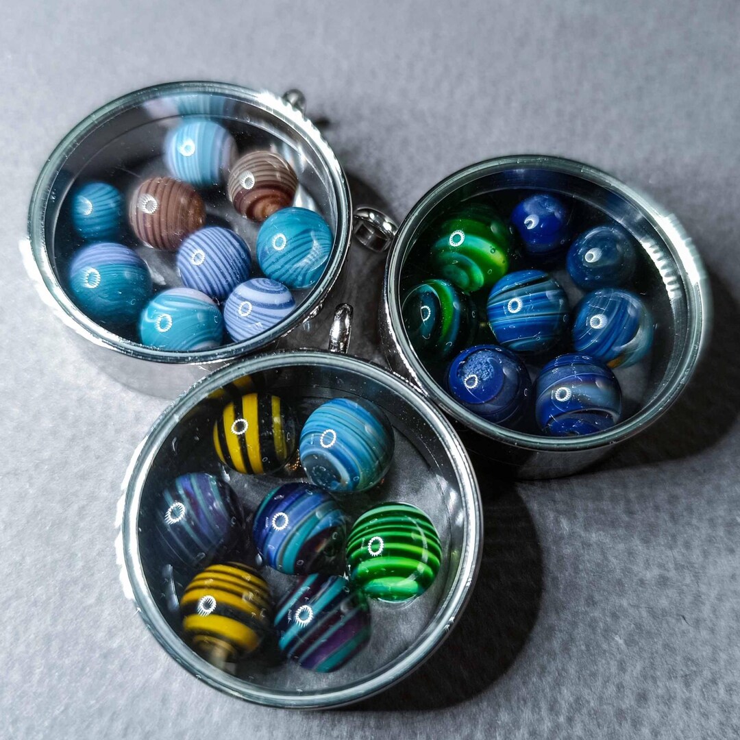 Floating Glass Locket With Handmade Tiny Borosilicate Marbles, Marble ...
