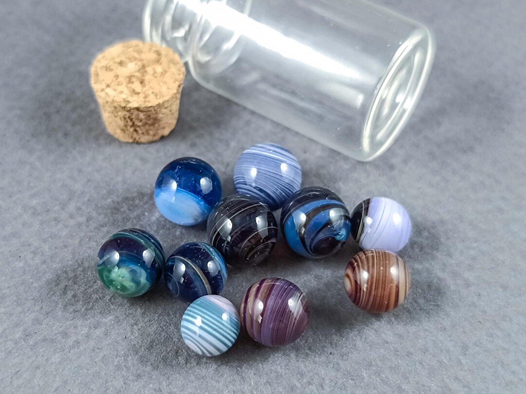 Mini Vial Bottle With 10 Handmade Tiny Borosilicate Glass Marbles ...
