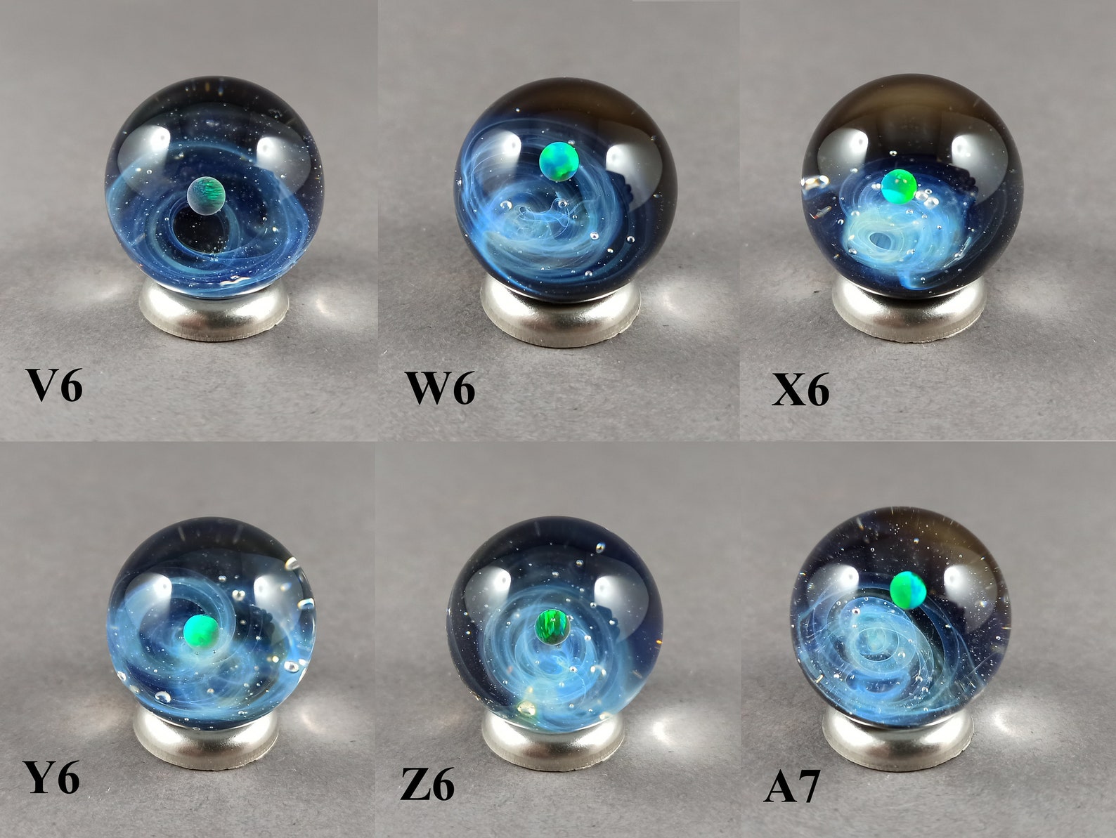Mini Silver Fumed Glass Galaxy Marble With A Floating Opal - Etsy