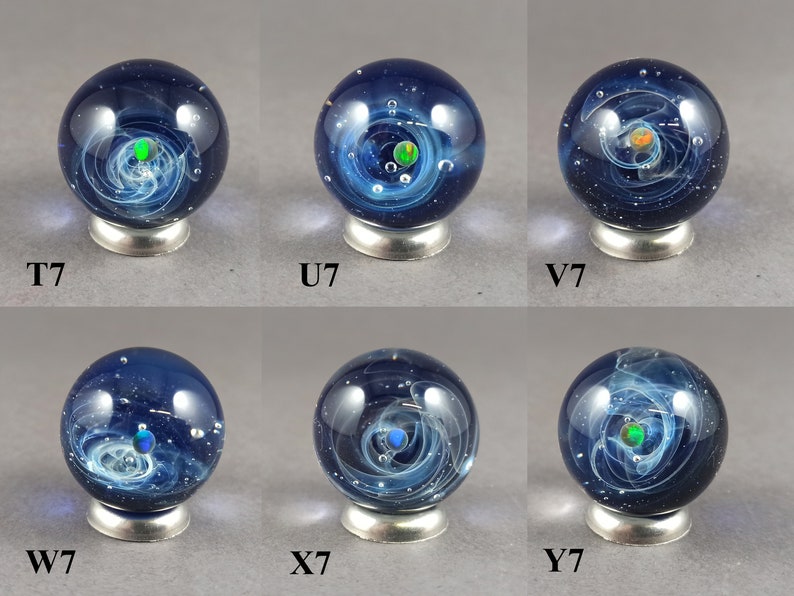 Mini Silver Fumed Glass Galaxy Marble With A Floating Opal - Etsy