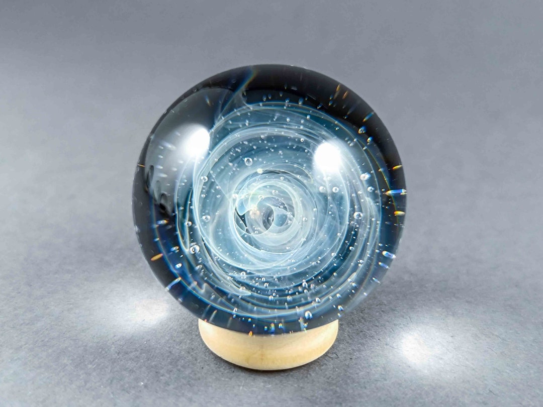 Handmade Fine Silver Fumed Glass Galaxy Marble, Borosilicate Marble ...