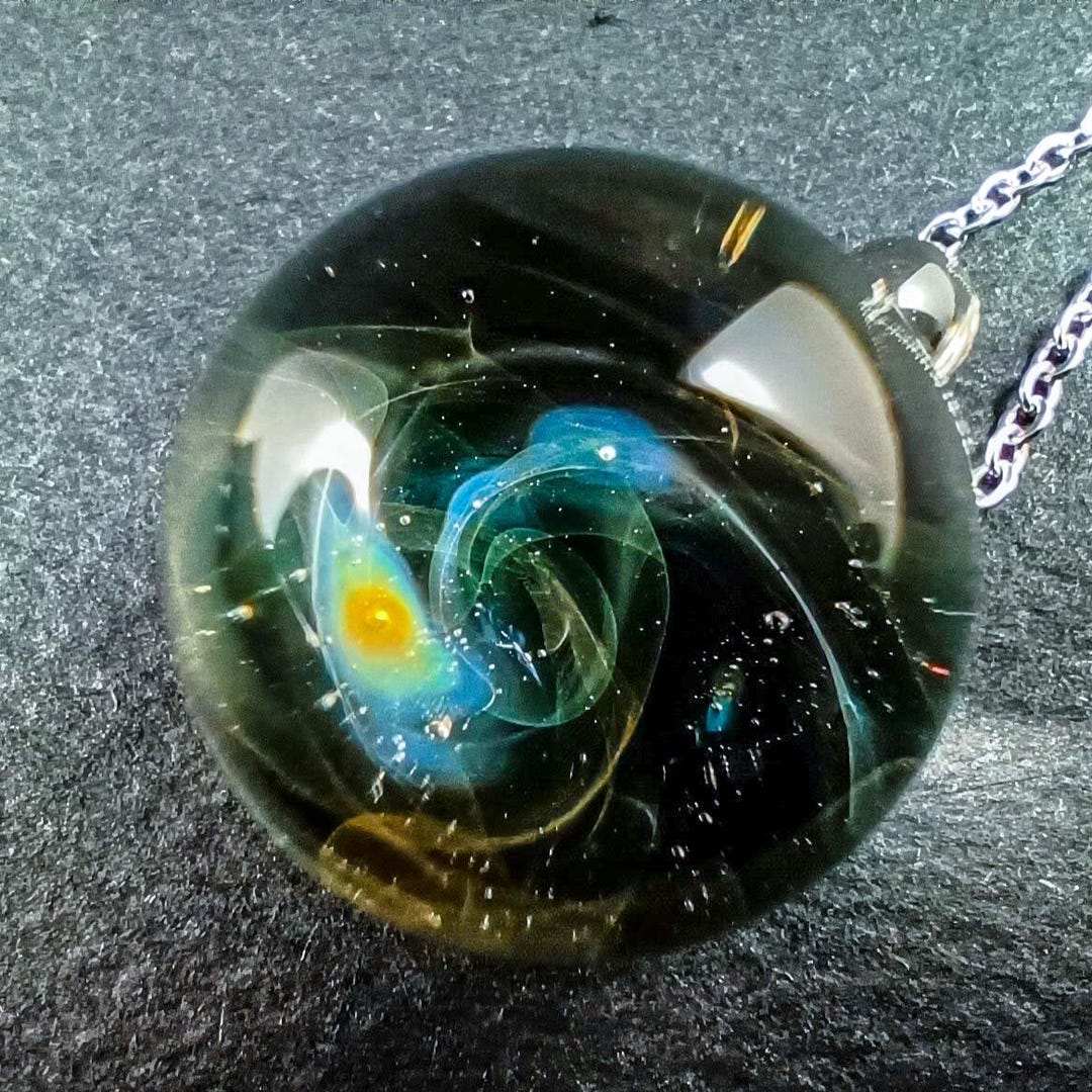 Handmade Black Galaxy Pendant - Gold and Silver Fumed Nebula Pendant ...