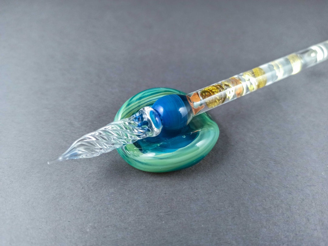 Glass Dip Pen Filled With Floating Cog and Gears, Dip Pen With Galaxy ...
