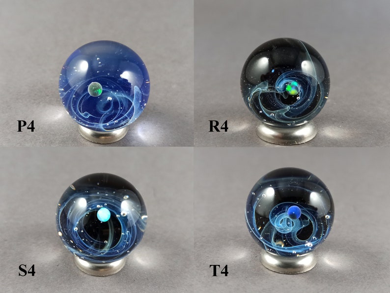 Mini Silver Fumed Glass Galaxy Marble With A Floating Opal - Etsy