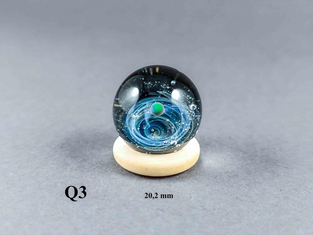 Handmade Fine Silver Fumed Galaxy Glass Marble With Floating Opal ...