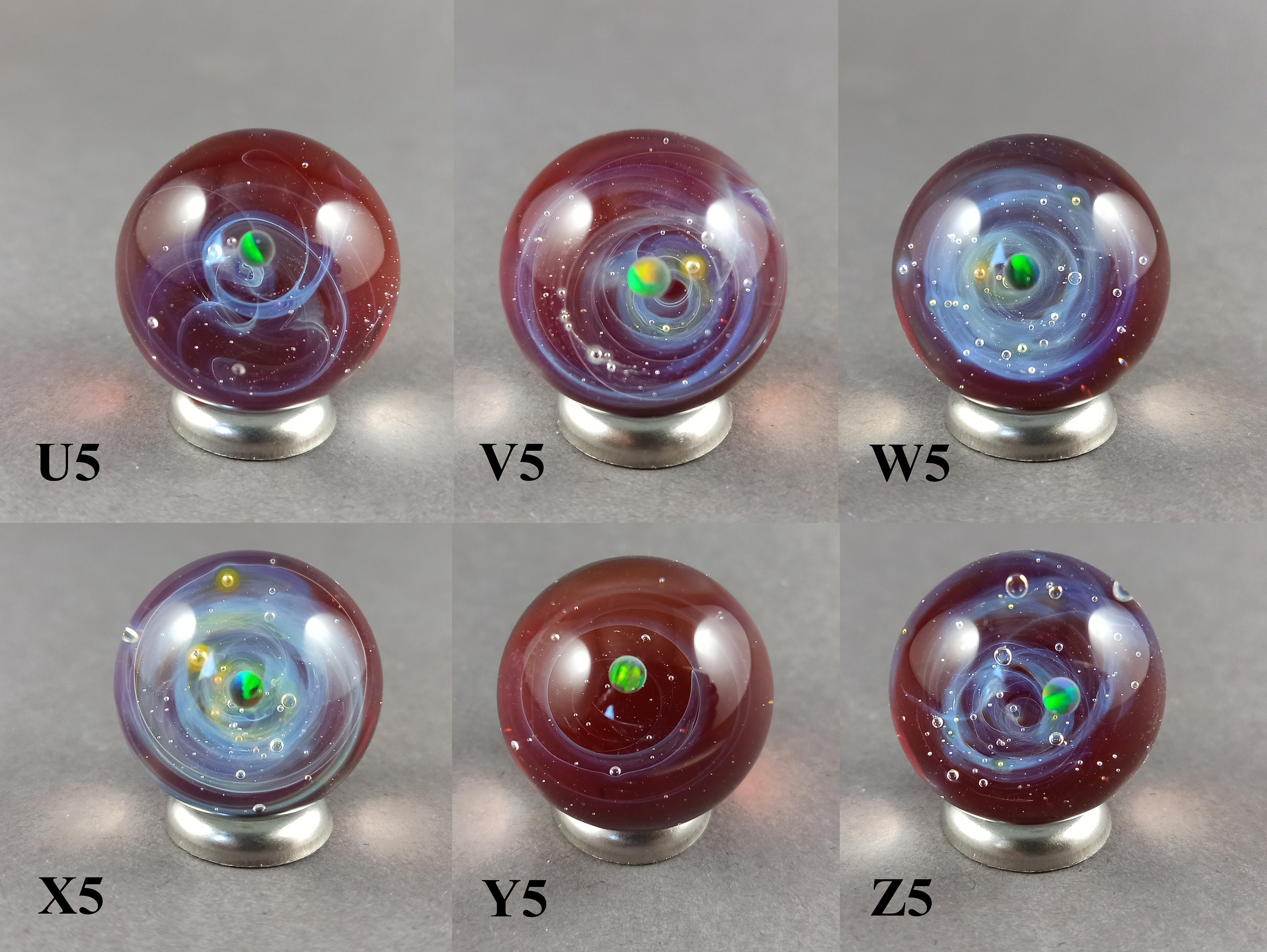 Mini Silver Fumed Glass Galaxy Marble With A Floating Opal - Etsy UK