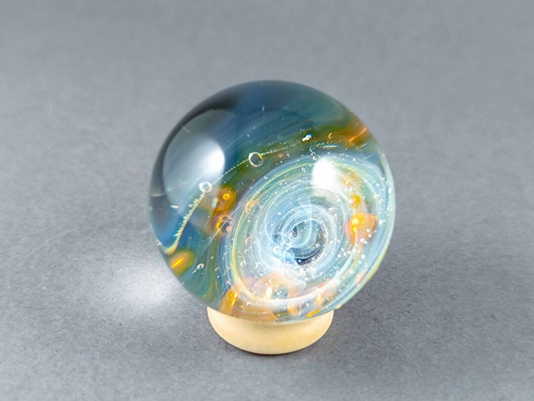 Handmade Fine Silver Fumed Glass Galaxy Marble, Borosilicate Marble ...