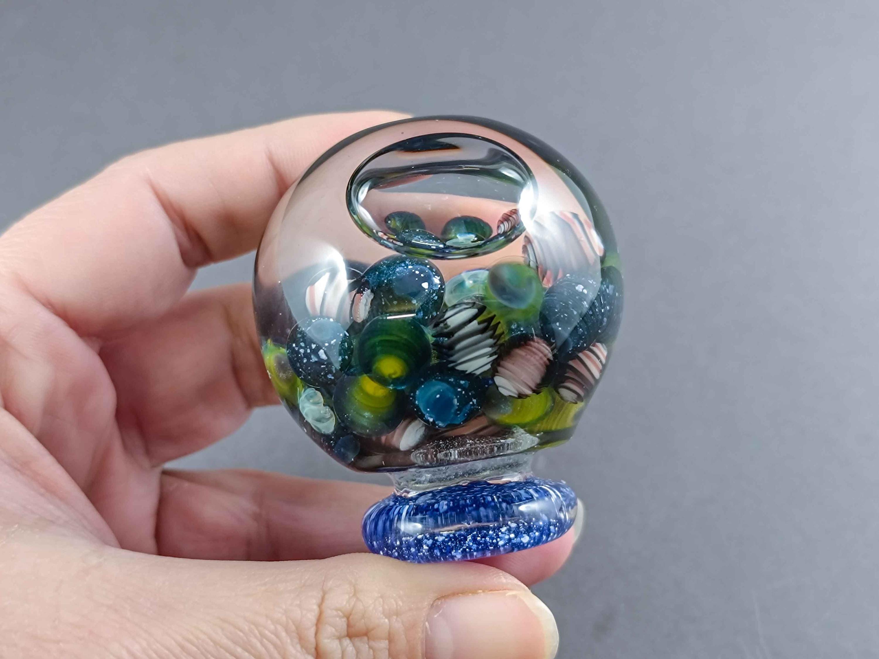 Handblown Glycerin-filled Glass Marble With Tiny Floating Marbles ...