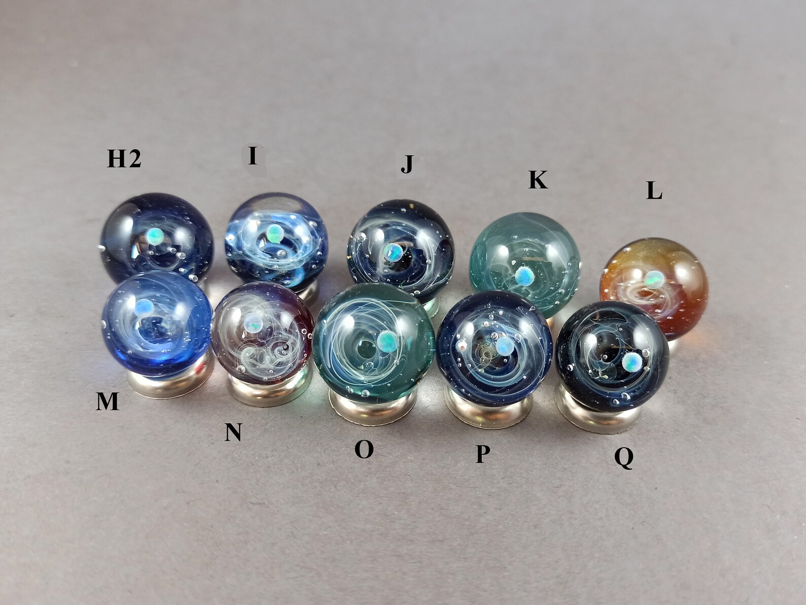 Mini Silver Fumed Glass Galaxy Marble With A Floating Opal | Etsy