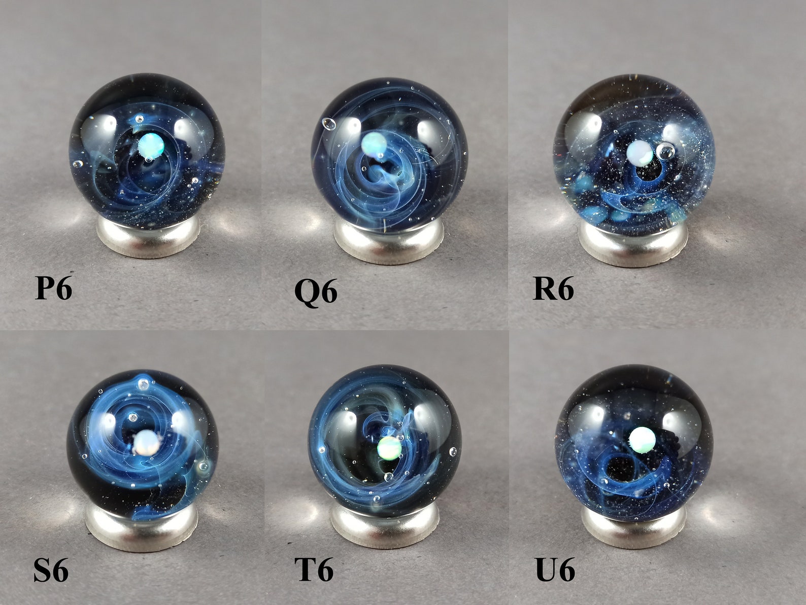 Mini Silver Fumed Glass Galaxy Marble With A Floating Opal - Etsy UK