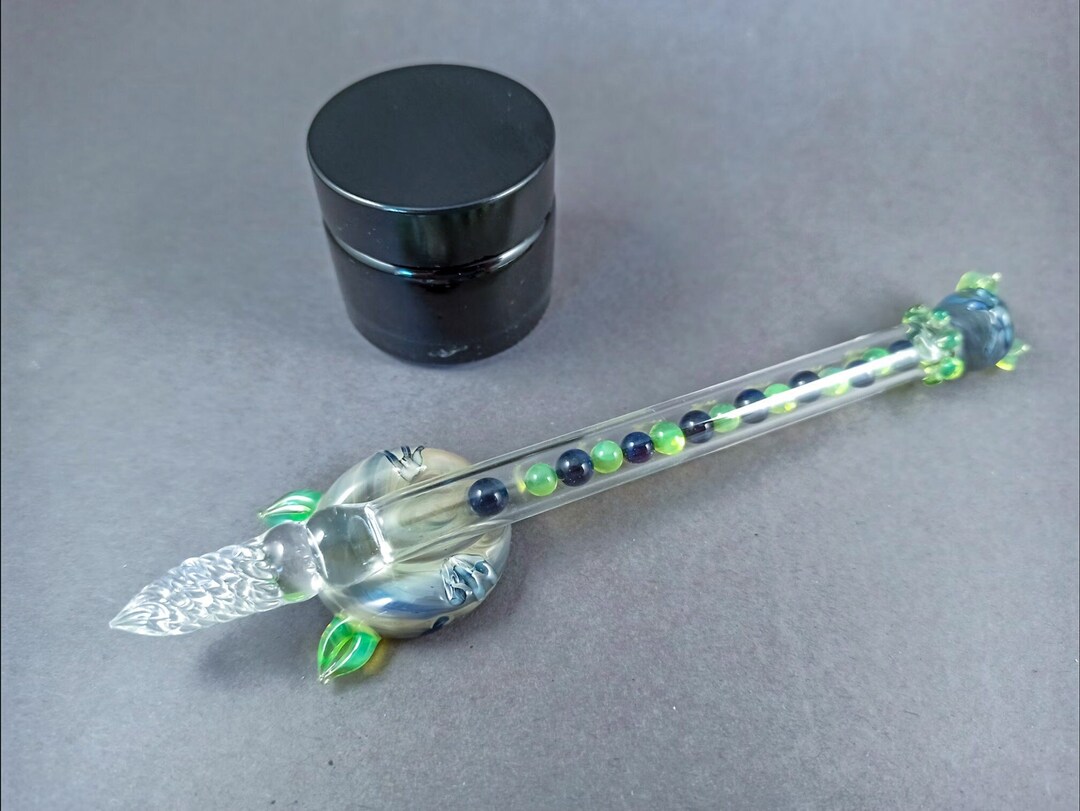 Handmade Glass Dip Pen Set With Cat Head Design, Tiny Marbles and ...