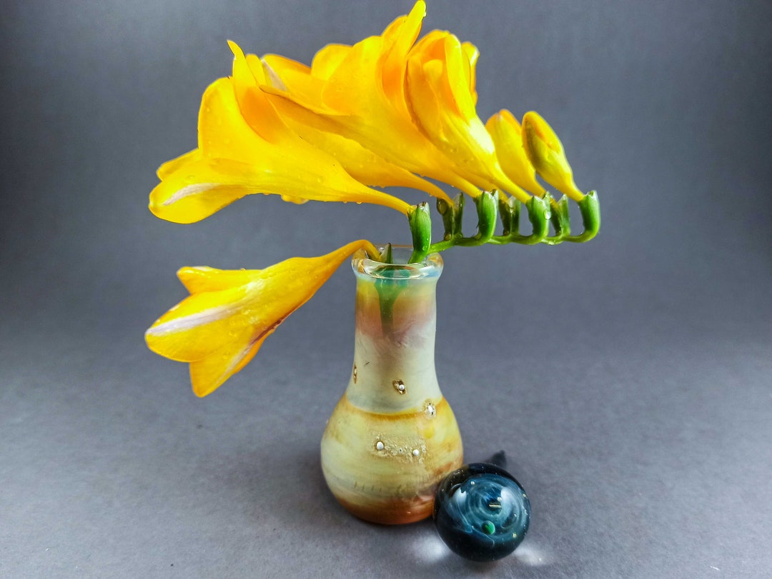 Galaxy Marble Vase With Opal / Handblown Miniature Glass Bud Vase ...