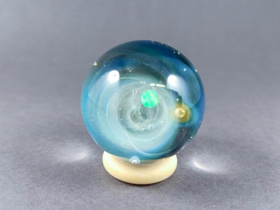 Glass Galaxy Marble - Silver Fumed With Backside Decoration - Heady ...