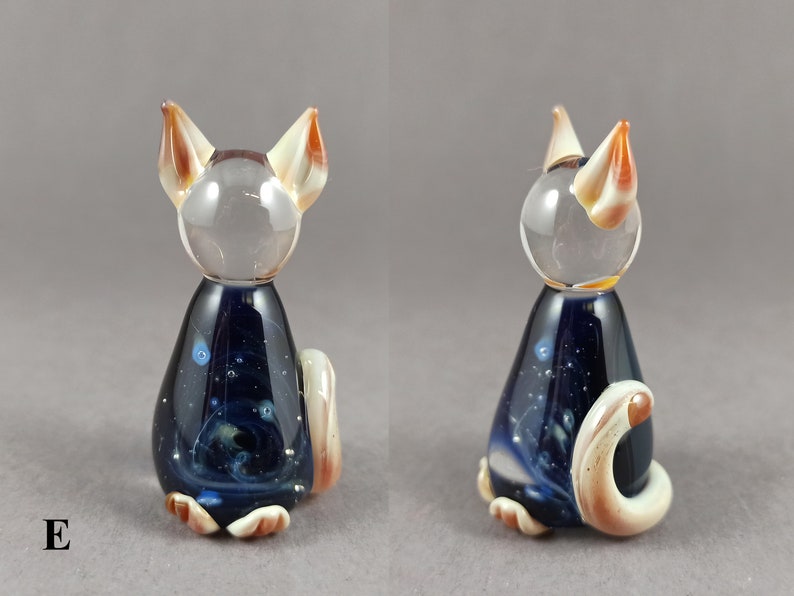Glass Galaxy Cat Sculpture Handmade Cat Knick Knack Silver - Etsy