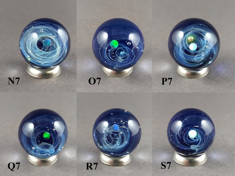 Mini Silver Fumed Glass Galaxy Marble With A Floating Opal - Etsy