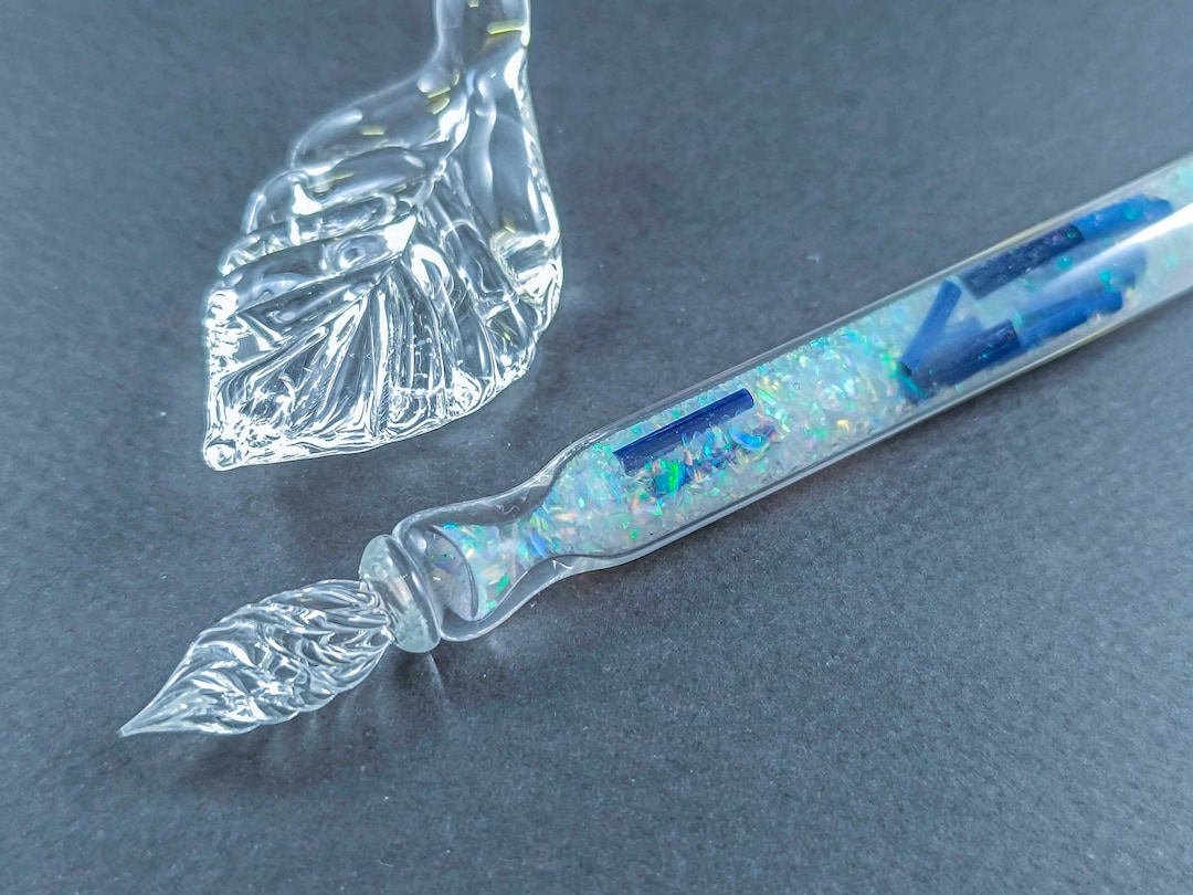 Glass Dip Pen Filled With Crushed Opal and Colorful Glass Pieces, Dip ...