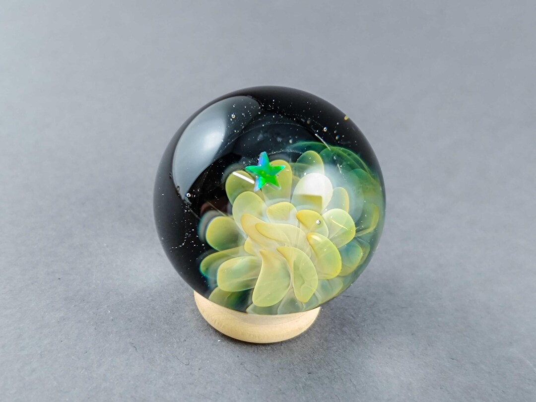 Handmade Gold and Silver-fumed Glass Implosion Marble With Floating ...