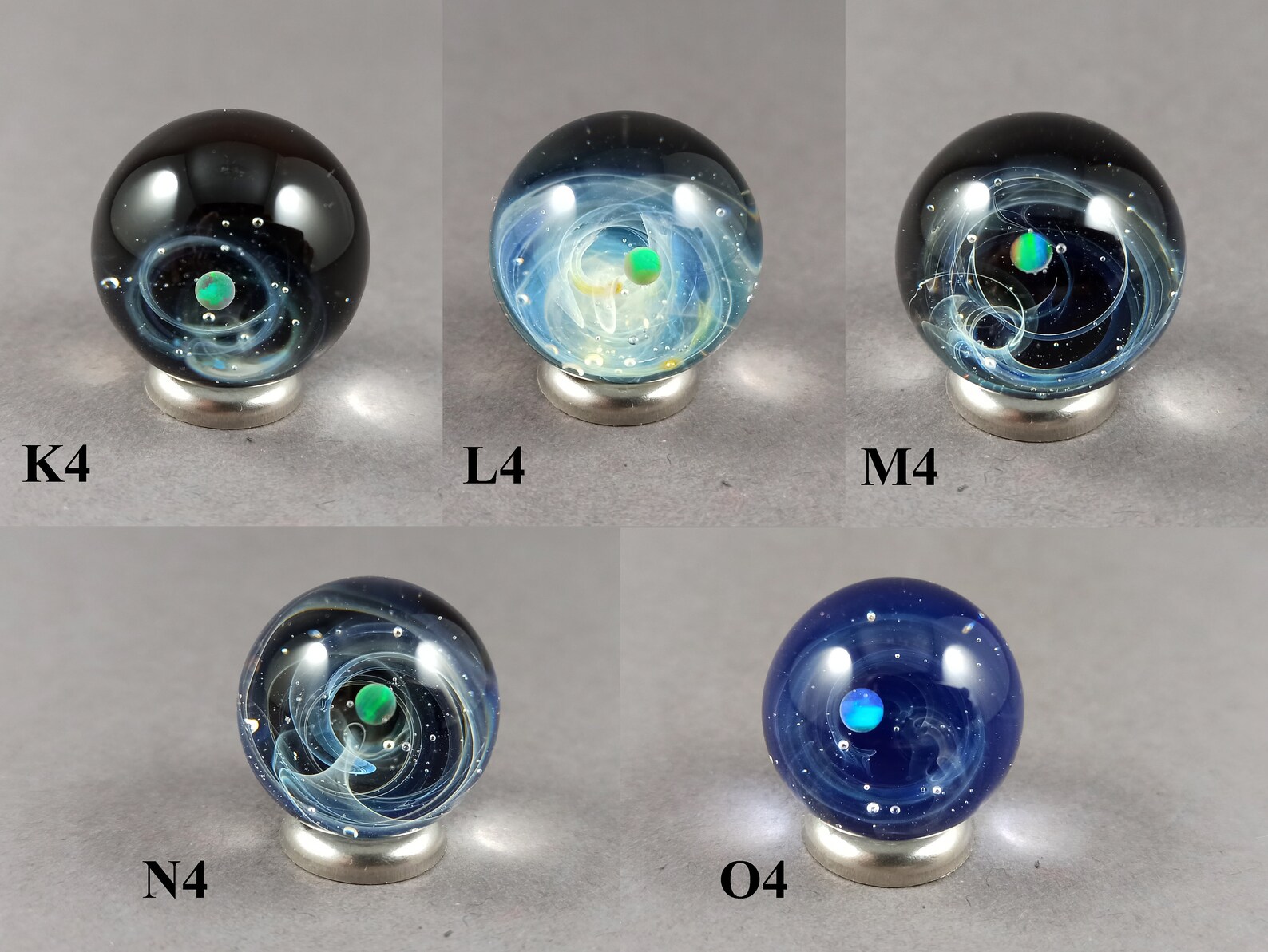 Mini Silver Fumed Glass Galaxy Marble With A Floating Opal - Etsy
