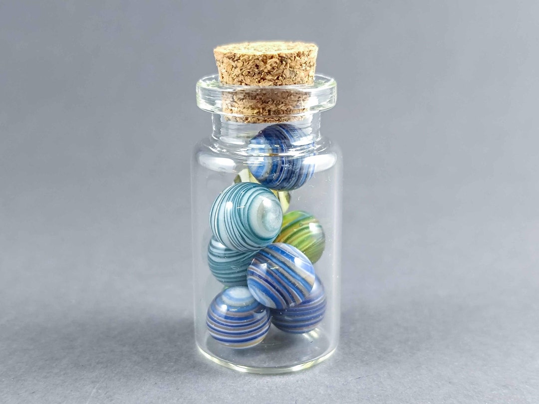 Mini Vial Bottle With 9 Handmade Tiny Borosilicate Glass Marbles ...