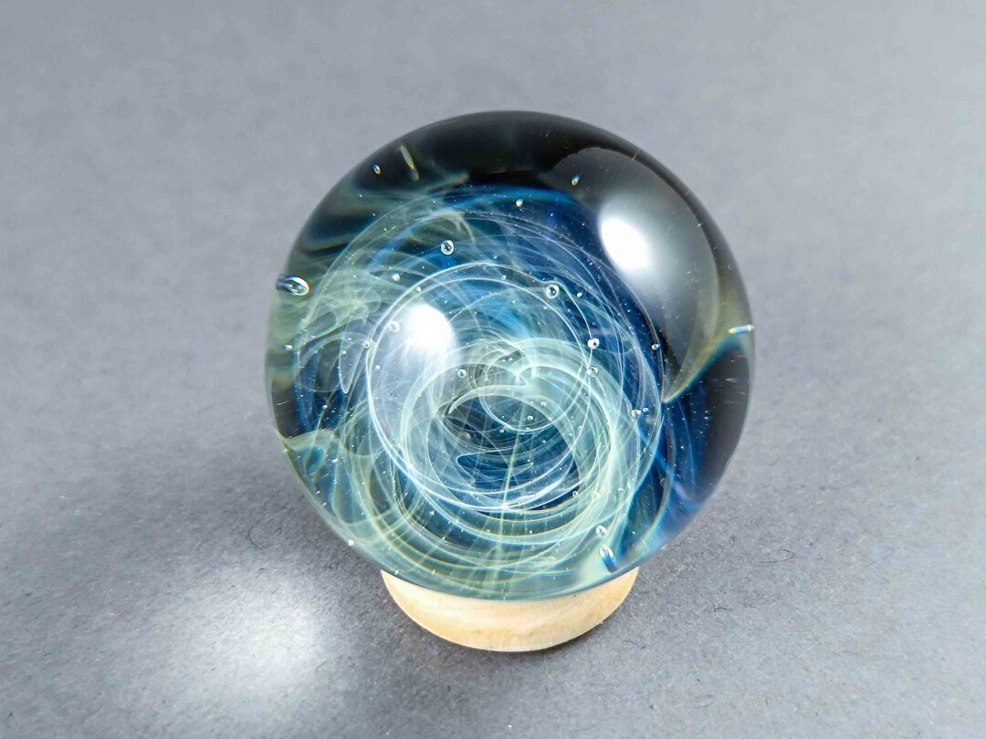 Handmade Fine Silver Fumed Glass Galaxy Marble, Borosilicate Marble ...