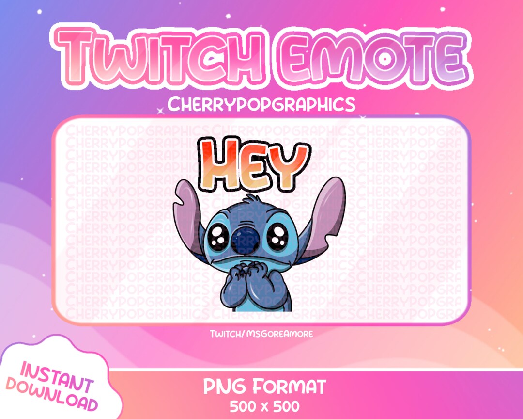 Cute Stitch Hey Emote for Twitch/discord Blue Twitch Graphics - Etsy