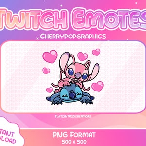 4 Pack Cute Stitch and Angel Emotes for Twitch Lurk, Pew Pew, Love ...