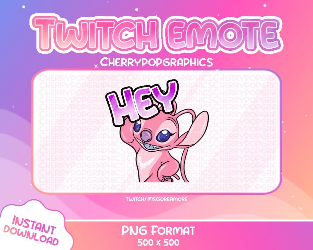 Hey Angel EMOTE for Twitch Cute Pink , Twitch Graphics - Etsy