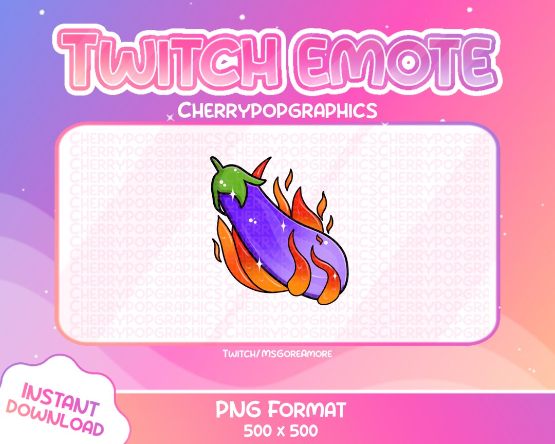 EGGPLANT Fire Emote for Twitch Big Energy, Funny, Cute - Etsy