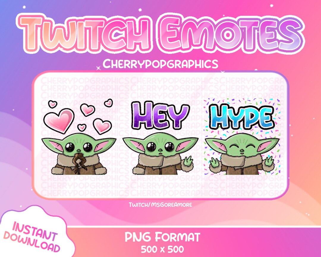 3 Cute Baby Yoda/grogu Emotes for Twitch. Twitch Graphics, Love, Hype ...