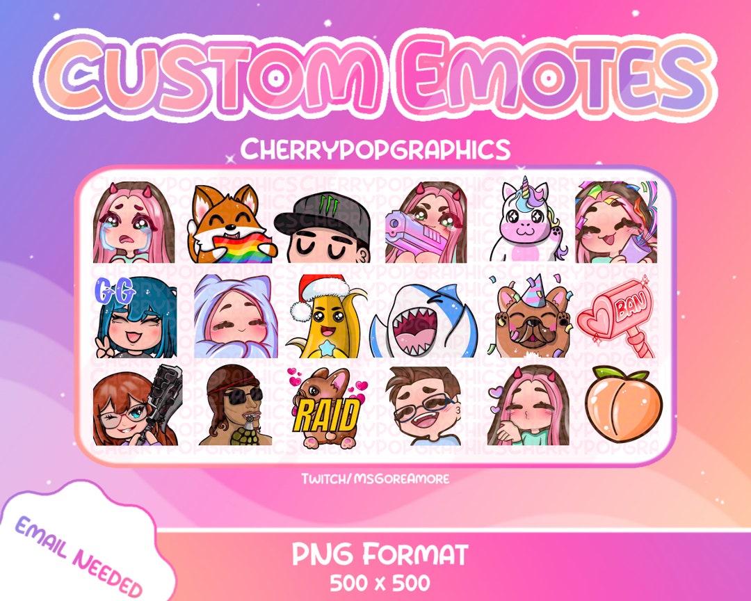 10 (TEN) Custom Twitch/discord Emote! Cute Chibi Twitch Graphics ...