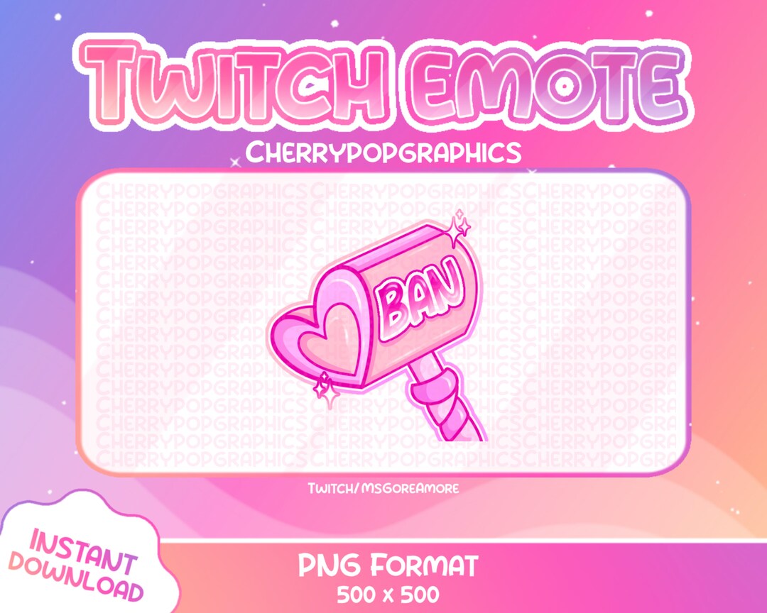 CUTE Pastel Pink Heart BAN Hammer for Twitch, Pastel Colours Other ...