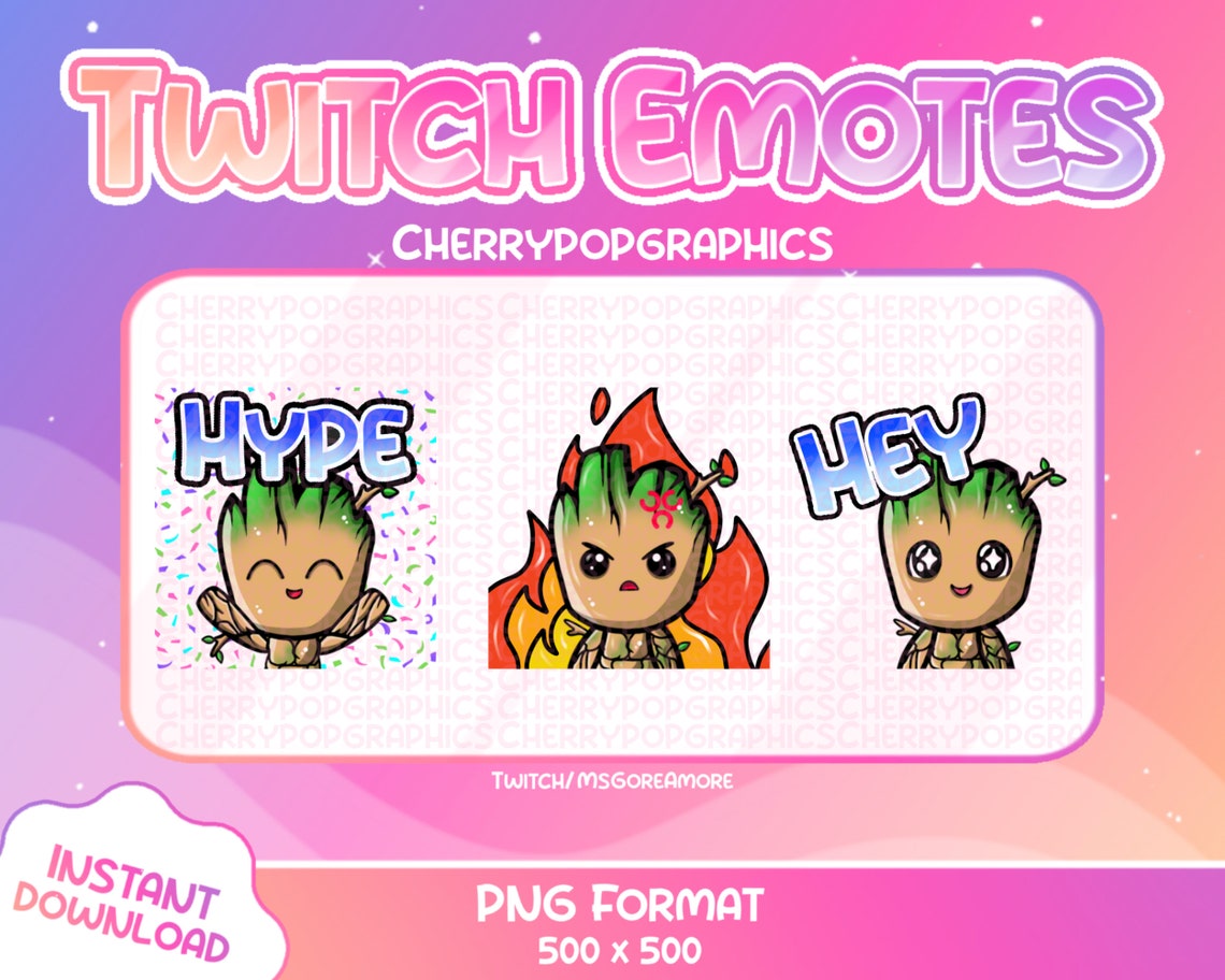 High Quality 3 Cute HYPE, HEY. RAGE Groot Emotes for Twitch - Etsy