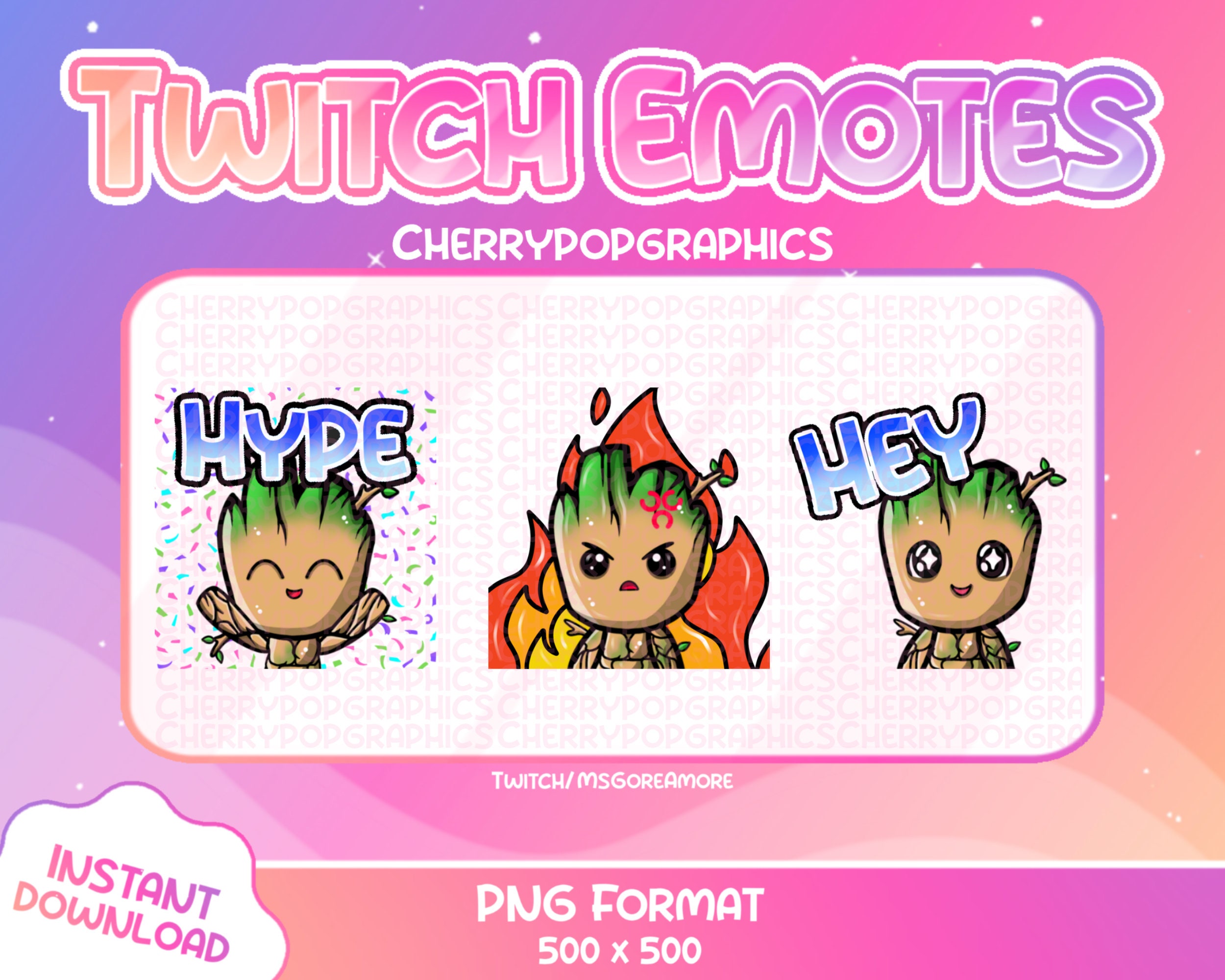 High Quality 3 Cute HYPE, HEY. RAGE Groot Emotes for Twitch - Etsy