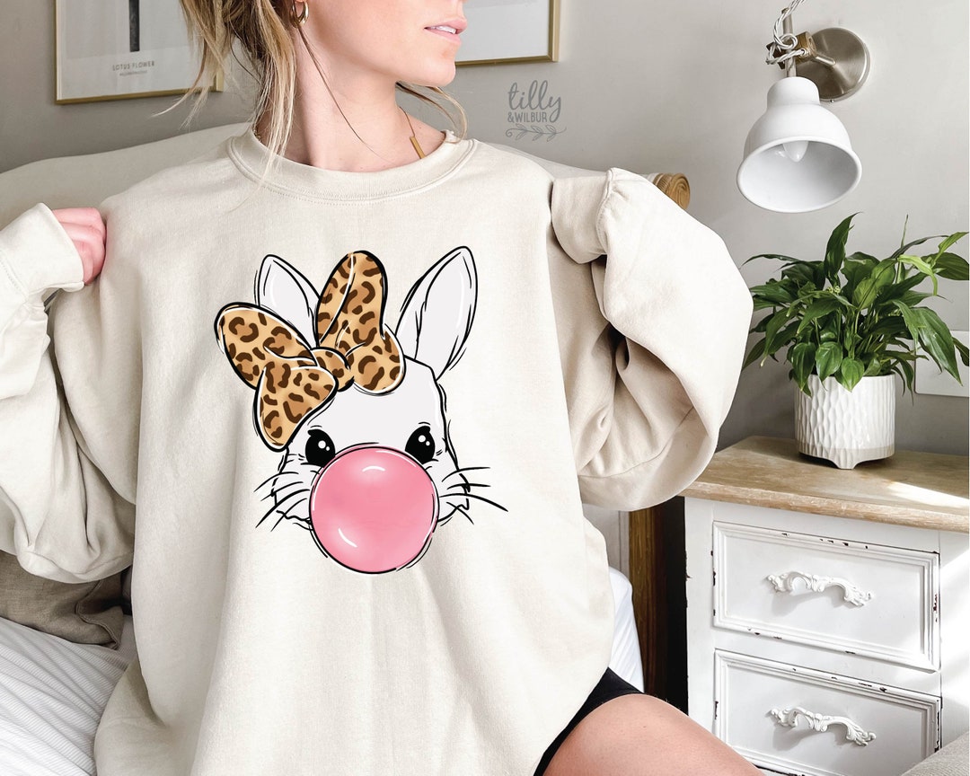 Easter Jumper, Bubblegum Bunny Rabbit Design, Easter Bunny Sweatshirt ...