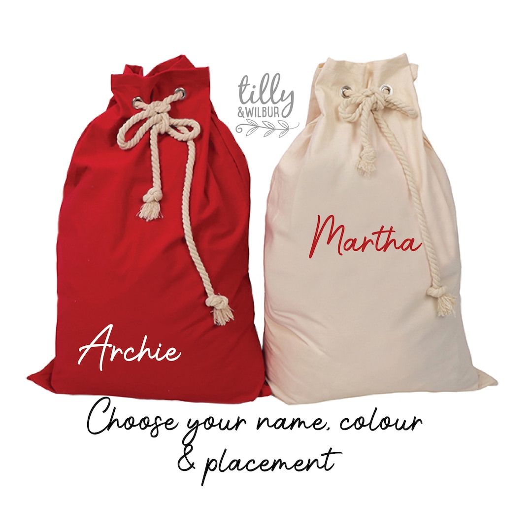 Personalised Santa Sacks, Red or Beige/cream, 50cm X 70cm, High Quality ...