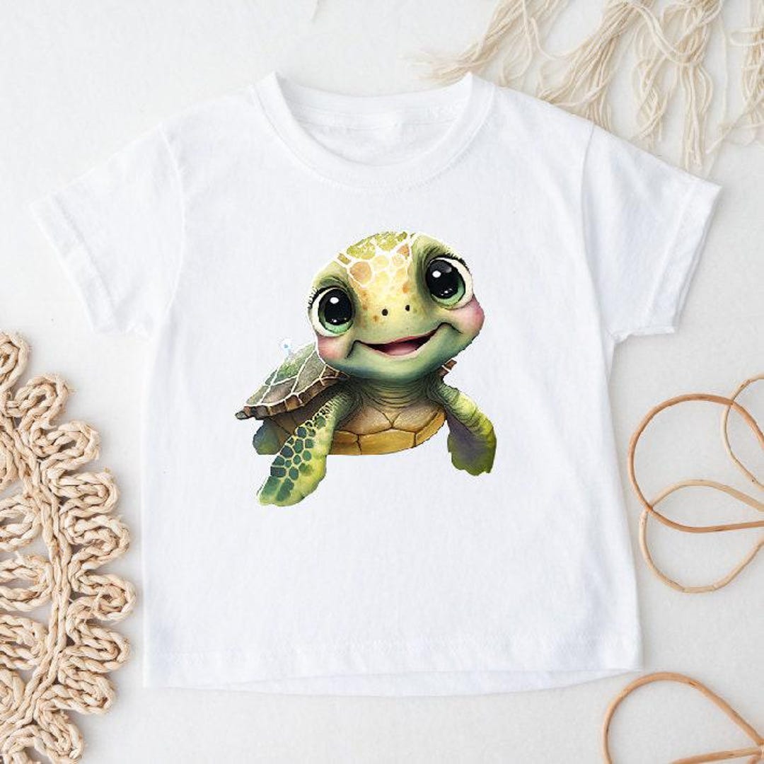 Watercolour Sea Turtle T-shirt, Cute Sea Turtle Bodysuit, Ocean Animals ...