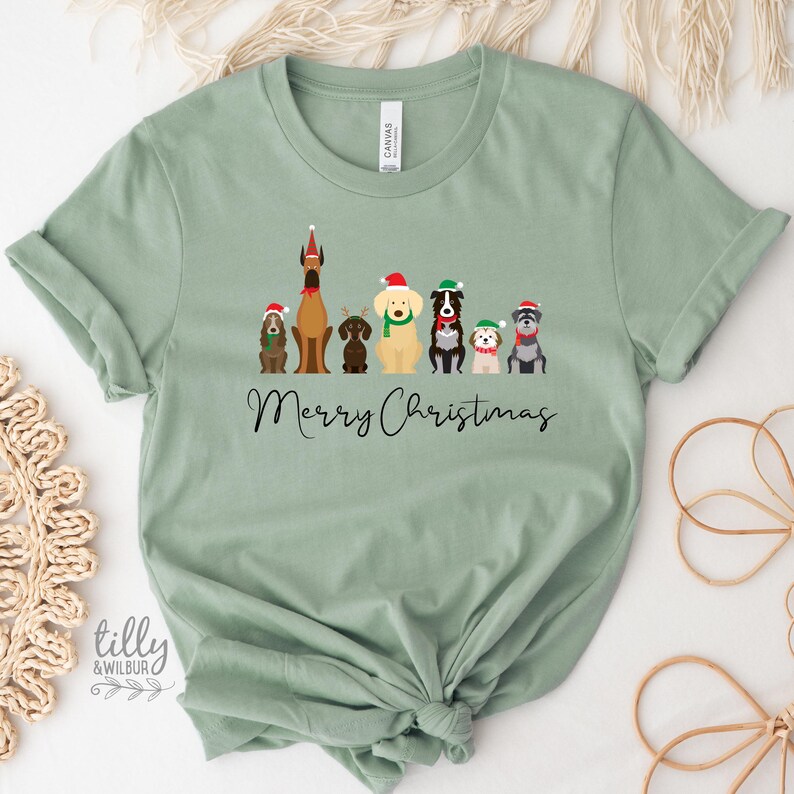 Merry Christmas Dog T-shirt, More Size and Colours, Christmas Dogs, Dog ...