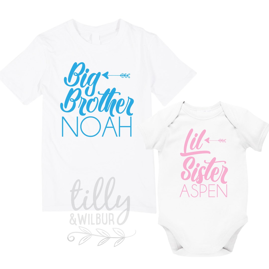 Big Brother Little Sister Set With Names, Personalised Brother Sister ...