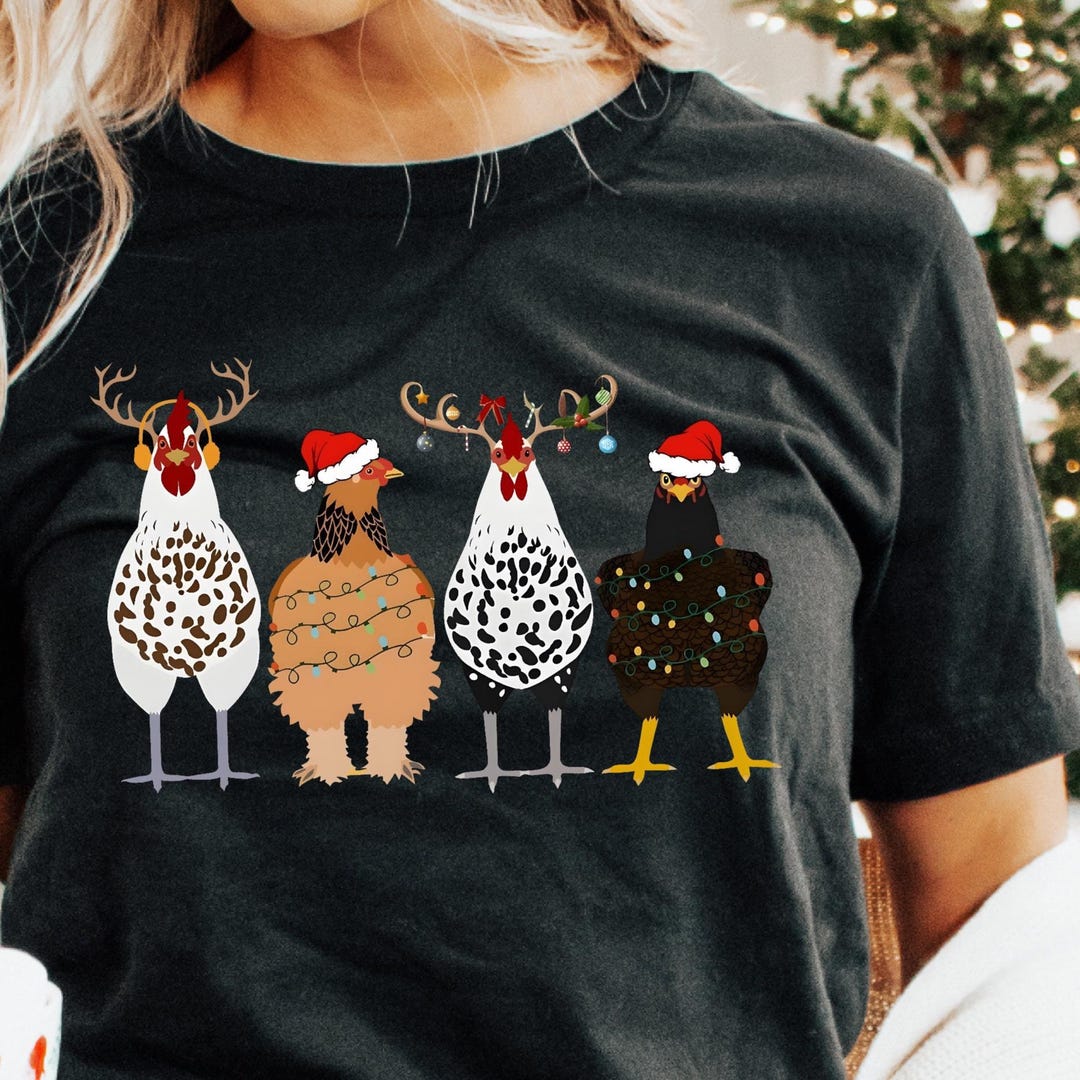 Christmas Chickens T-shirt, Chicken T-shirt, Christmas Chook T-shirt ...