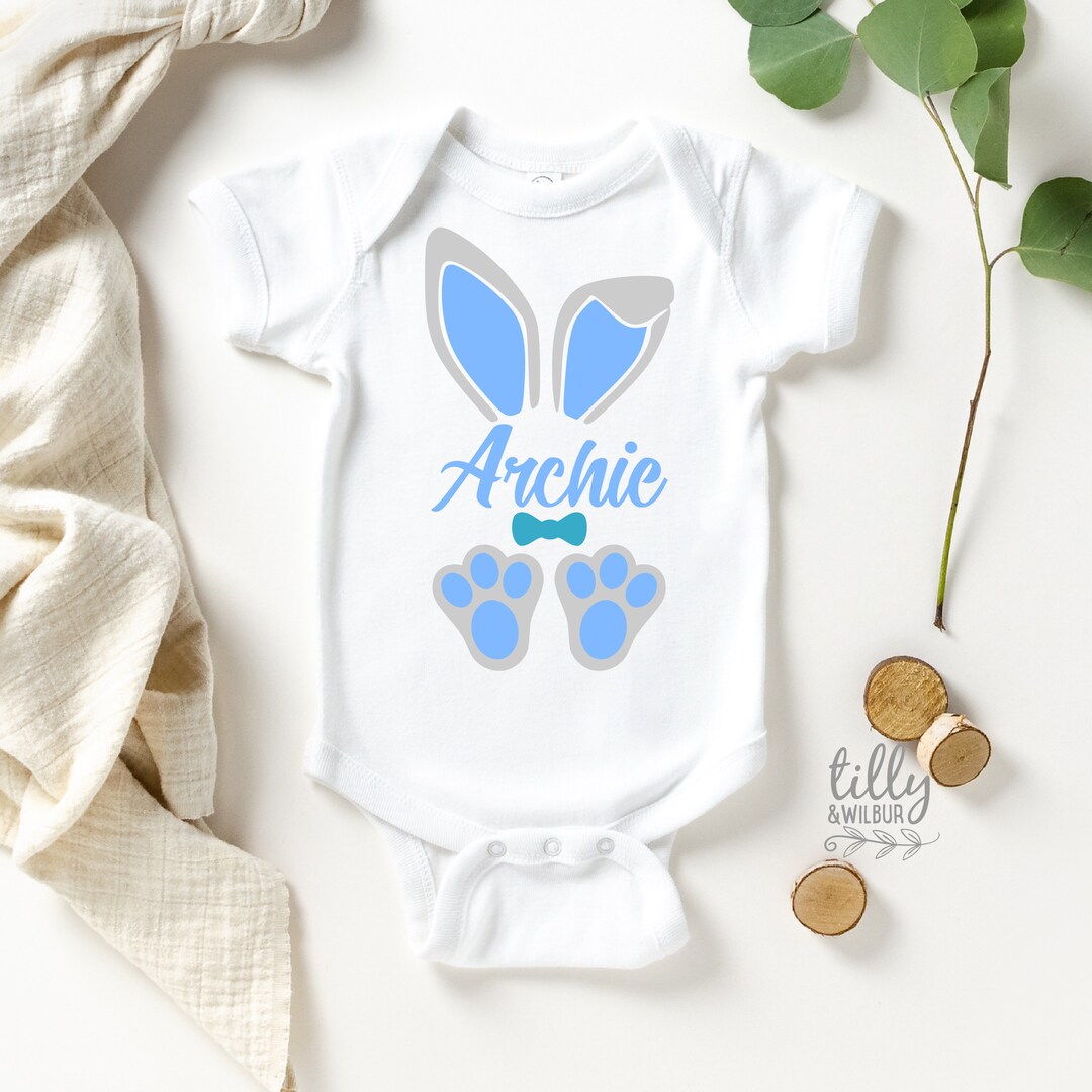 Personalised 1st Easter Baby Bodysuit, Bunny Ears and Feet, First ...