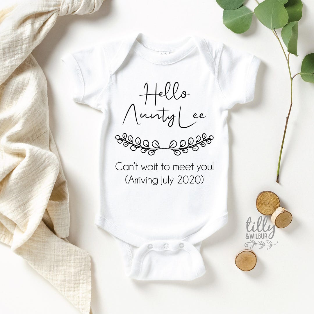 Hello Aunty Baby Bodysuit, Personalised Pregnancy Announcement With ...