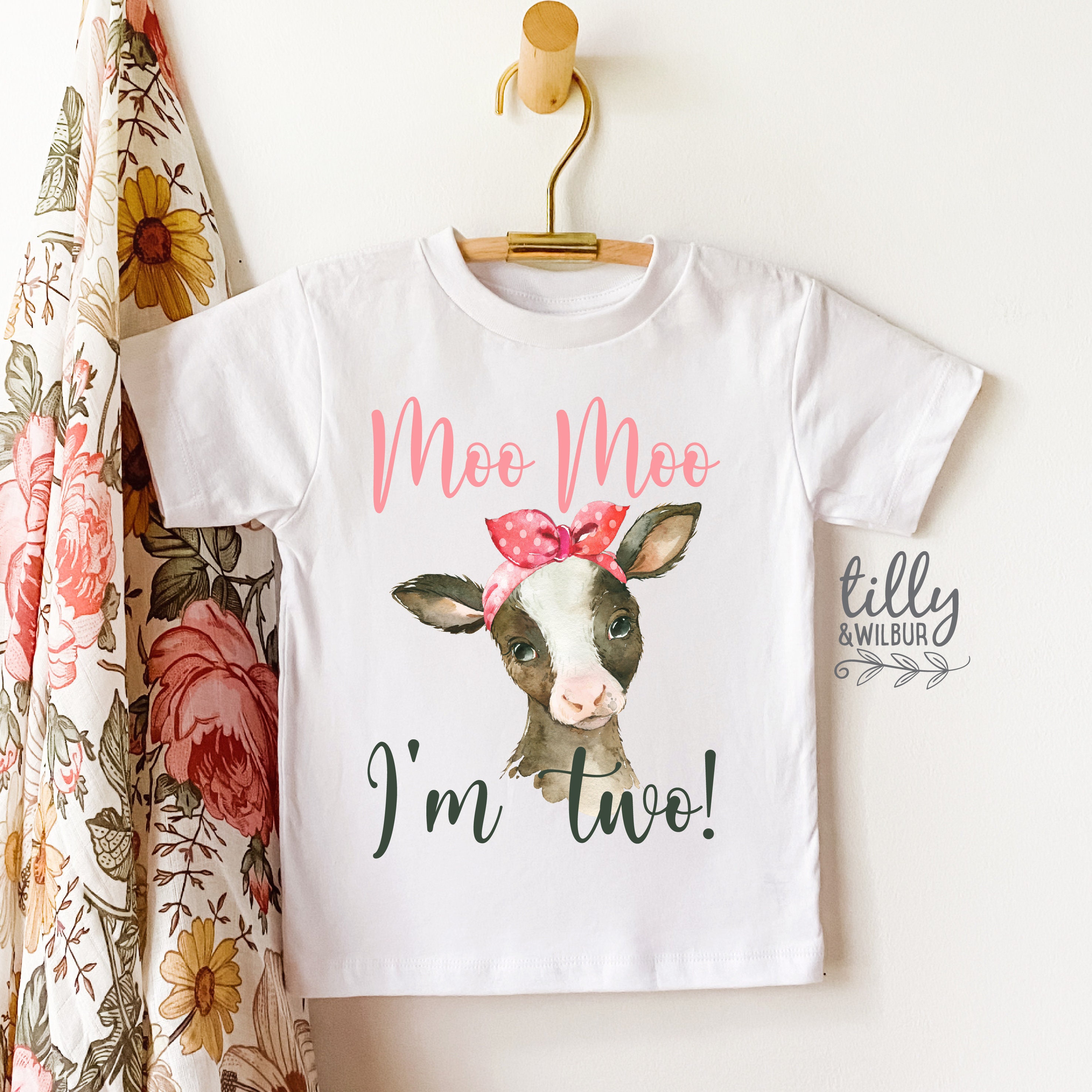 Moo Moo I'm Two Girls 2nd Birthday T-Shirt Two T-Shirt | Etsy