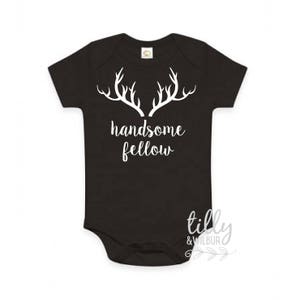 Handsome Fellow Baby Boy Outfit, Woodland Theme, Deer Antlers, Black ...