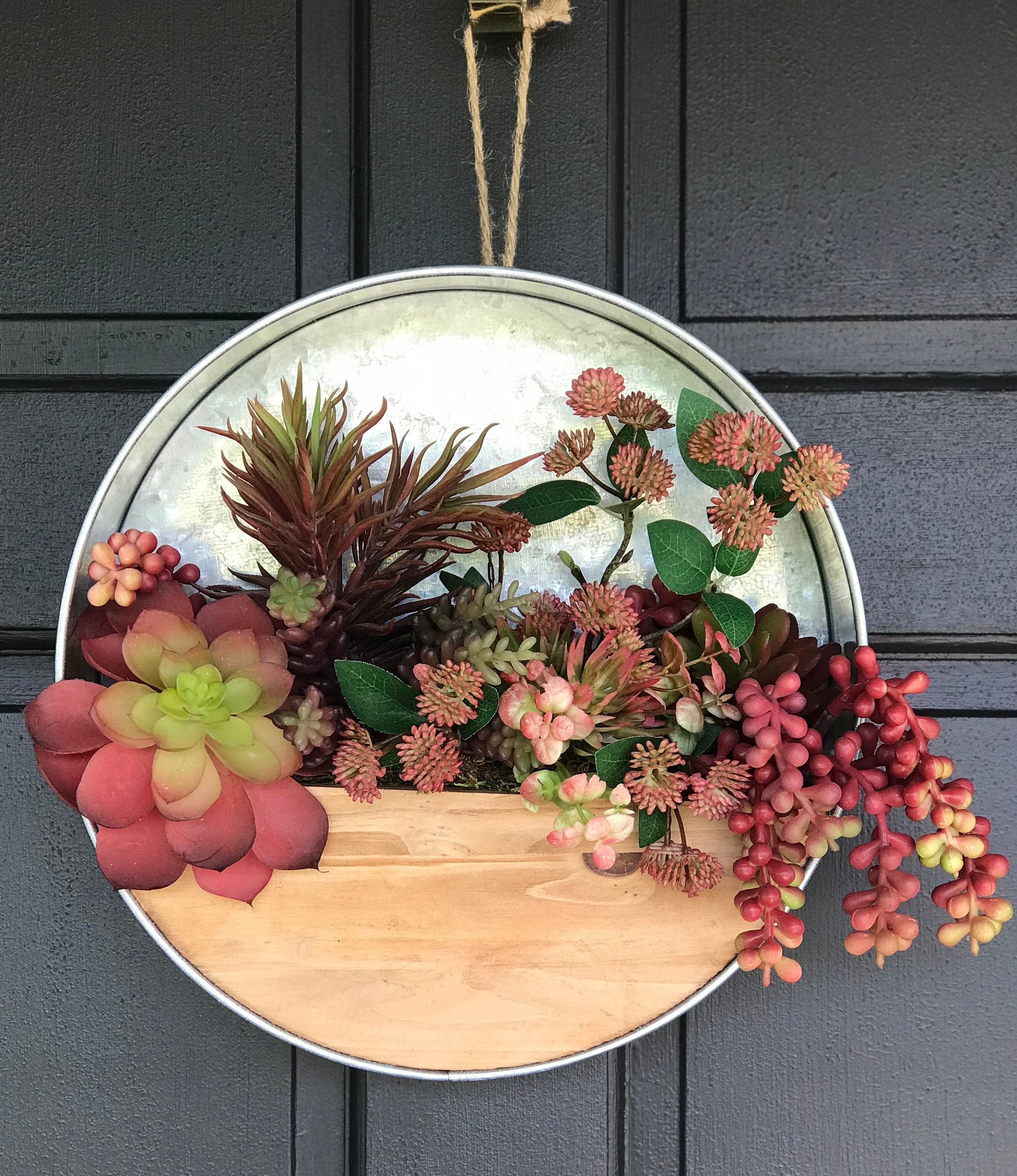Hanging Faux Succulent Arrangement, Succulent Wall Decor, Wall Garden ...