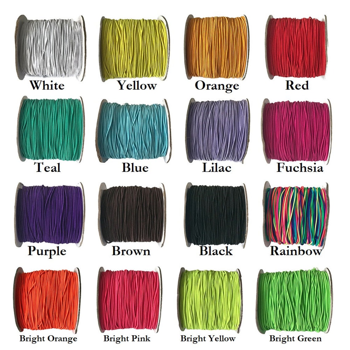 SET OF 16 COLOURS 1mm Elastic Cord Round Elastic Cord B2 - Etsy UK