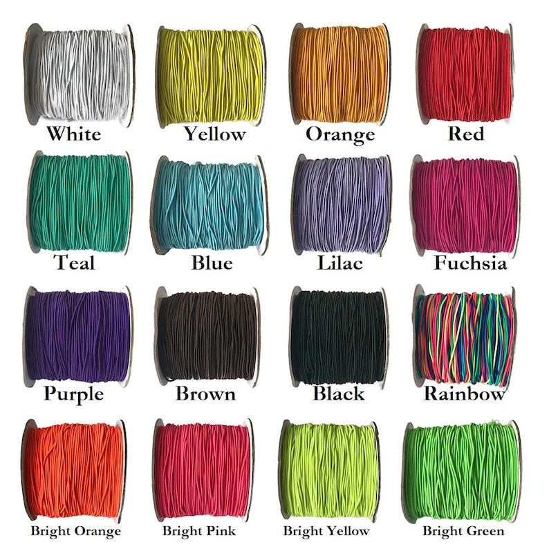 1mm Elastic Cord Round Elastic Cord Choice of Colours and - Etsy UK