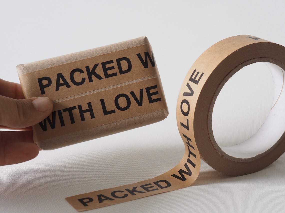 NEW! 50 Meter 2,5 Cm Sticky Paper Tape 'packed With Love' - Etsy