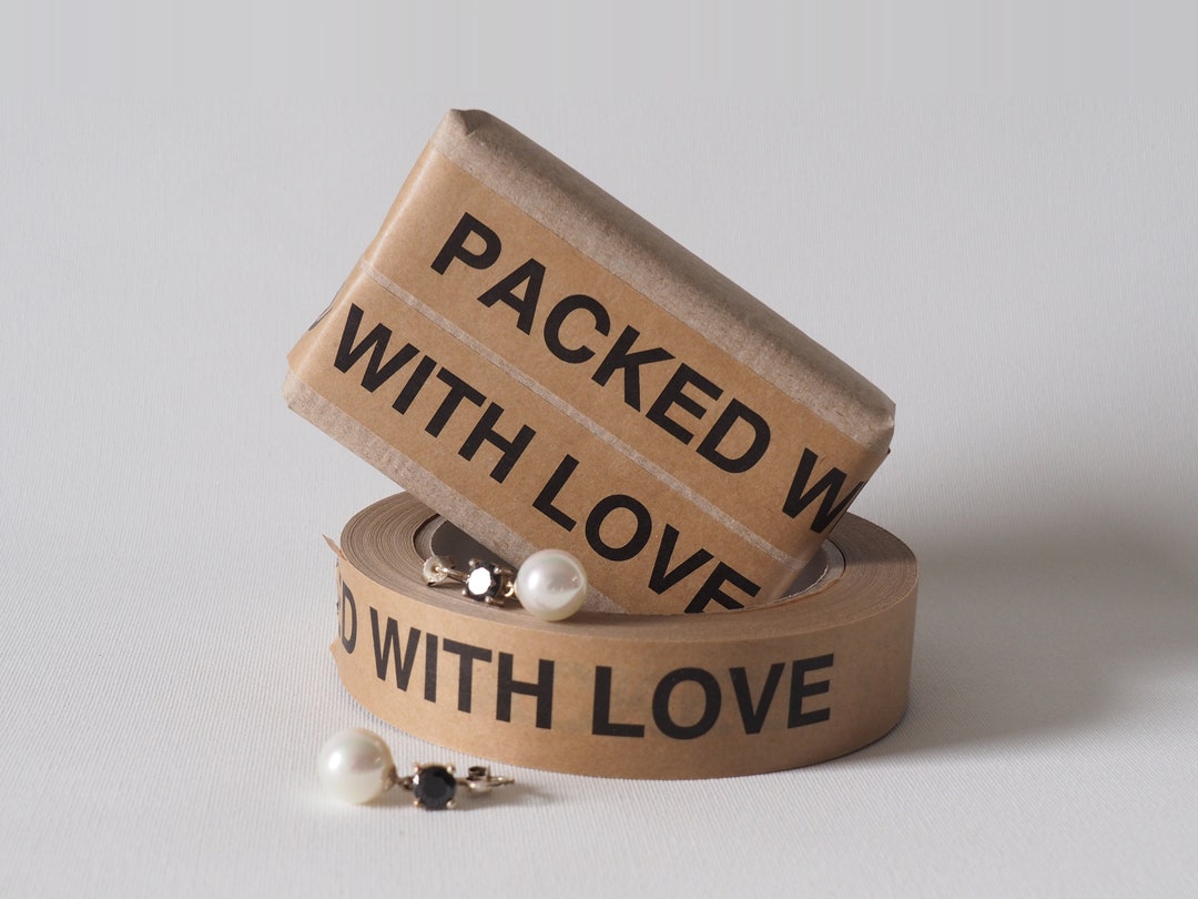 NEW! 50 Meter 2,5 Cm Sticky Paper Tape 'packed With Love' - Etsy