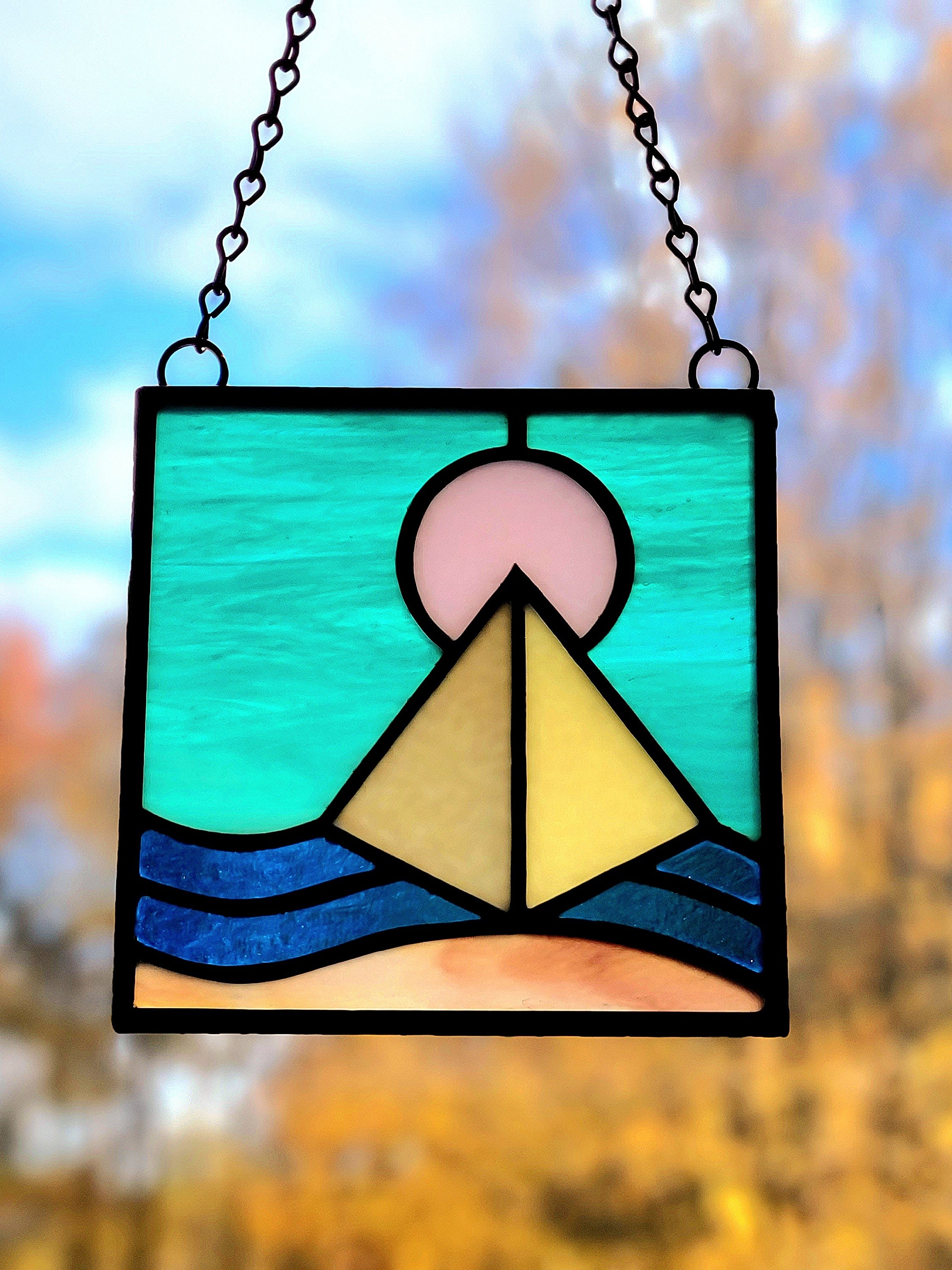Stained Glass Pyramid Suncatcher Pyramids Glass Art Art - Etsy